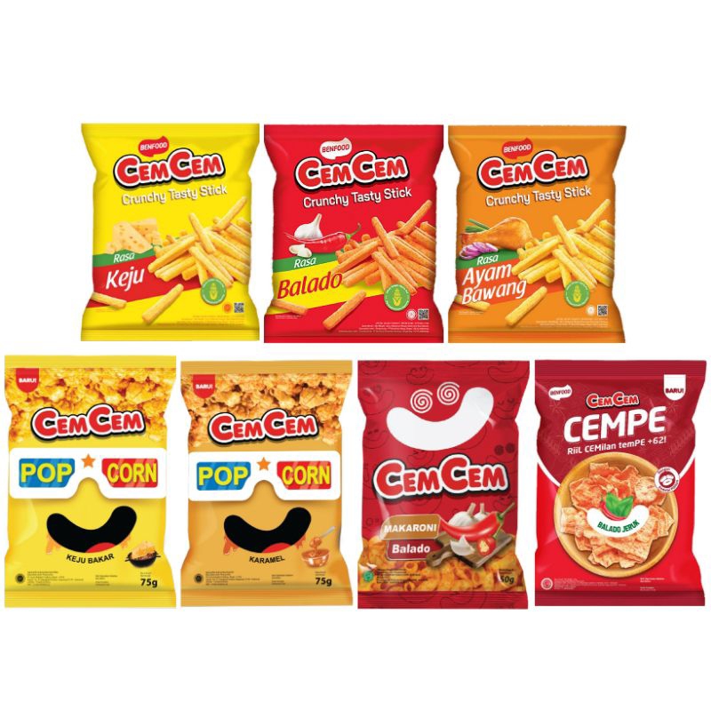 Jual CEM-CEM Aneka Cemilan Makaroni Pop Corn stick all variant balado ...