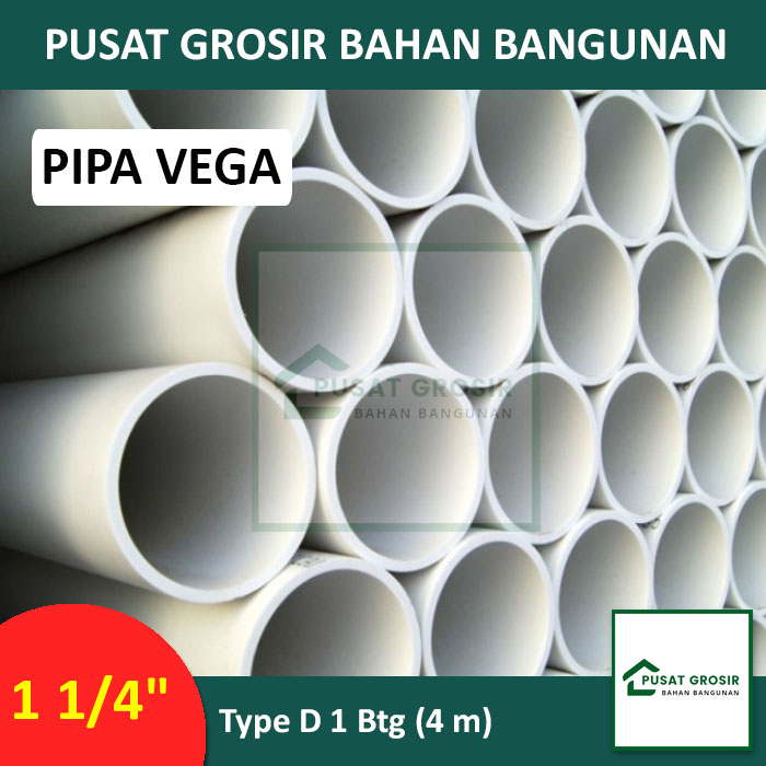 Jual Pipa PVC 1 1/4" D Merek Vega 1 1/2inch D Per Batang (4m) | Shopee ...