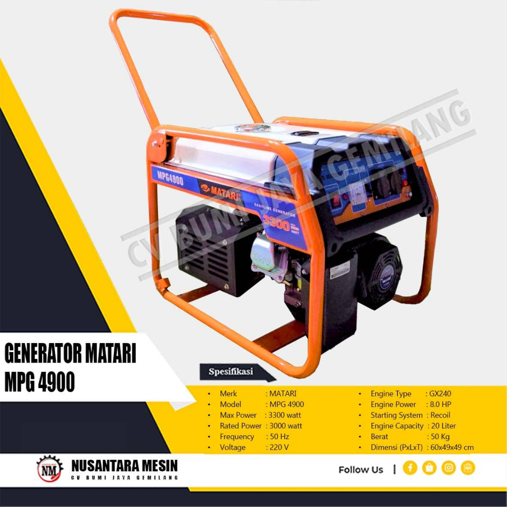Jual MESIN GENSET / GENERATOR MATARI MPG 4900 | Shopee Indonesia