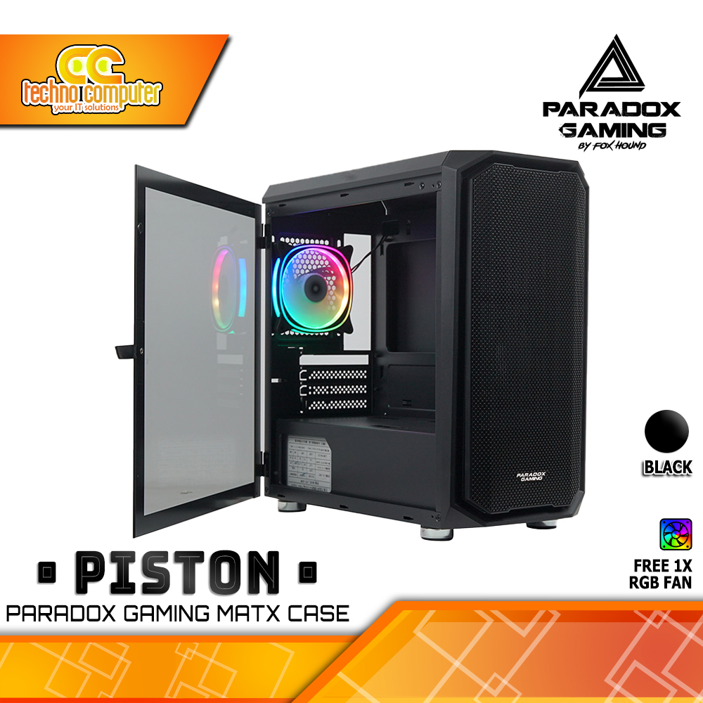 Jual CASING PARADOX GAMING PISTON BLACK - Mid Tower mATX Case Tempered ...