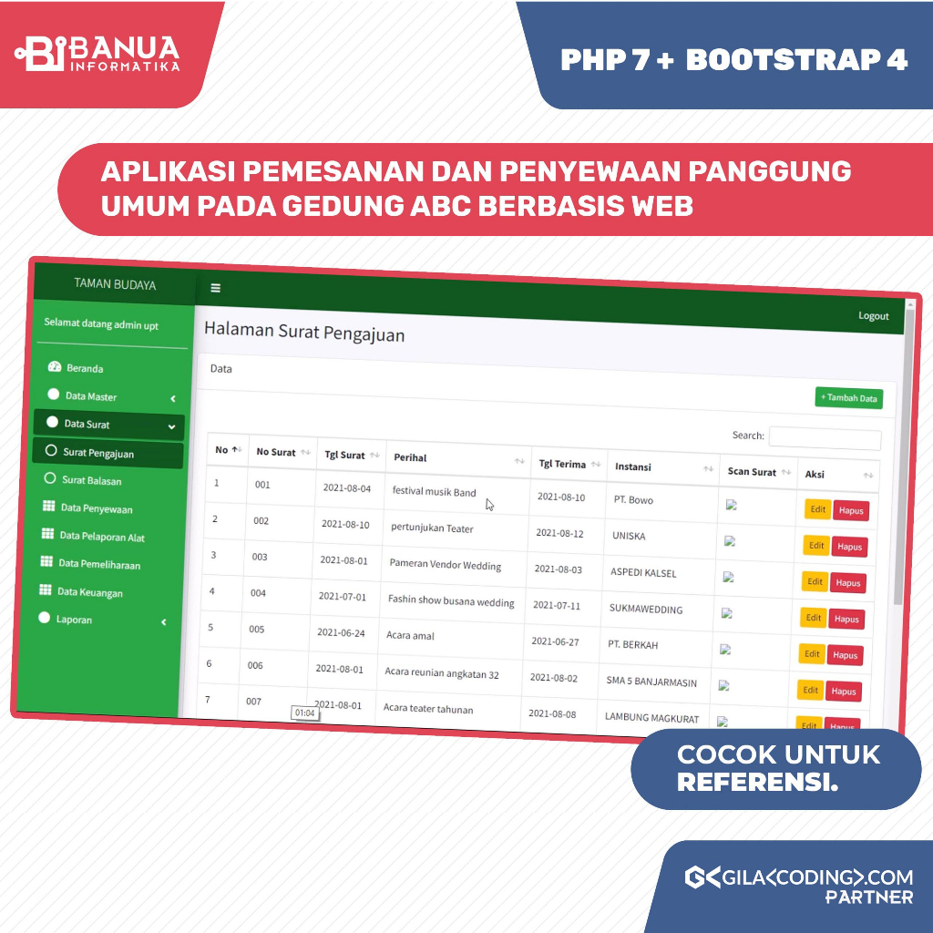 Jual Aplikasi Pemesanan & Penyewaan Panggung Umum Gedung Abc Berbasis ...