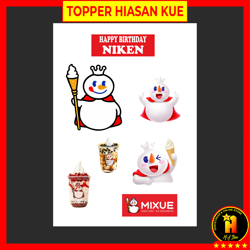 Jual Topper Karakter Mixue Ice Cream Viral Hiasan Kue Cake Ulang tahun ...