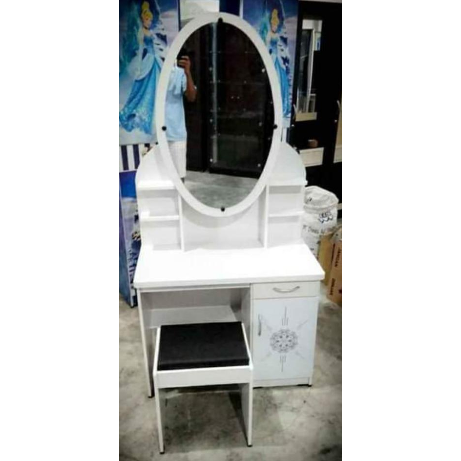 Jual MEJA RIAS PUTIH SLIDING KACA OVAL | Shopee Indonesia