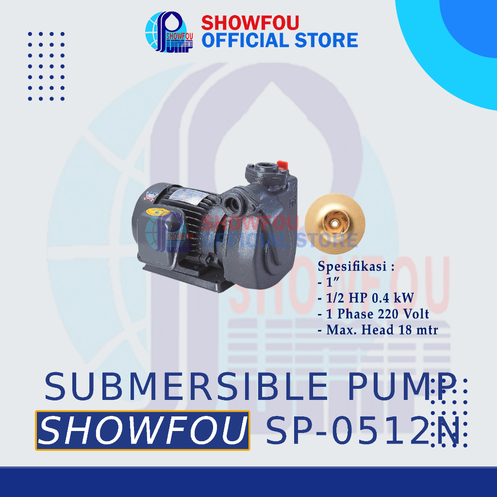 Jual SHOWFOU TURBINE PUMP SP-0512N 0.5 HP 1 Phase 0.4 kWatt 1 Inch | Shopee Indonesia