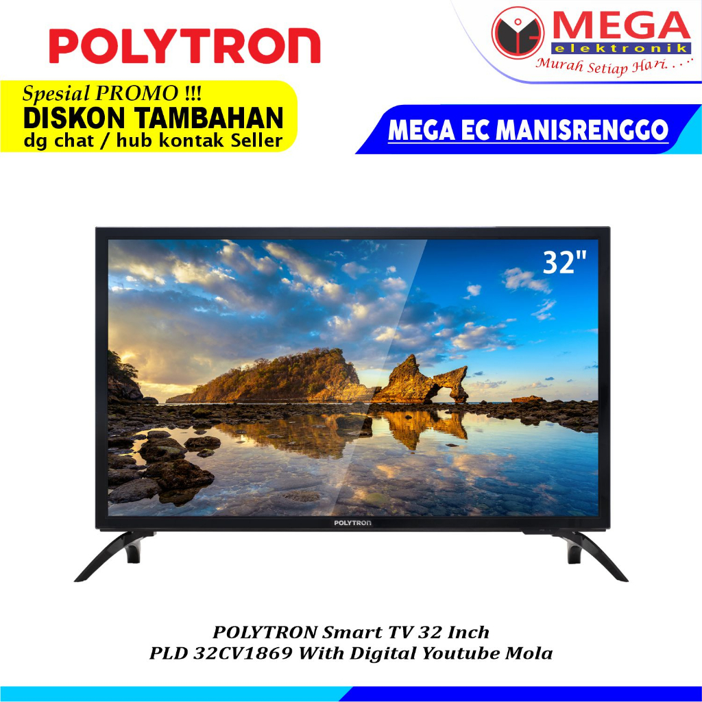 Jual LED POLYTRON PLD 32CV1869 SMART TV 32 INCH AKSES YOUTUBE INTERNET WIFI | Shopee Indonesia
