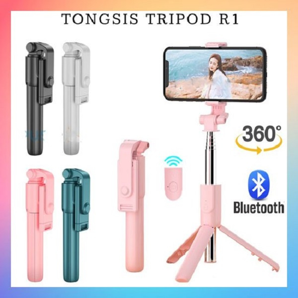 Jual R1 3in1 Remote Selfie Stick Tripod 360° Tongsis Tripod Tomsis