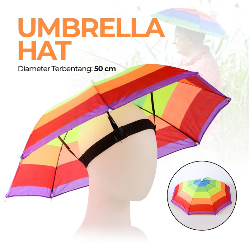 Jual Topi Payung Lipat Anti Panas Anti Hujan Umbrella Hat | Shopee ...