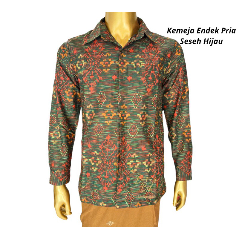 Jual Kemeja Endek Bali Pria Katun Lengan Panjang Motif Seseh Gerimis ...