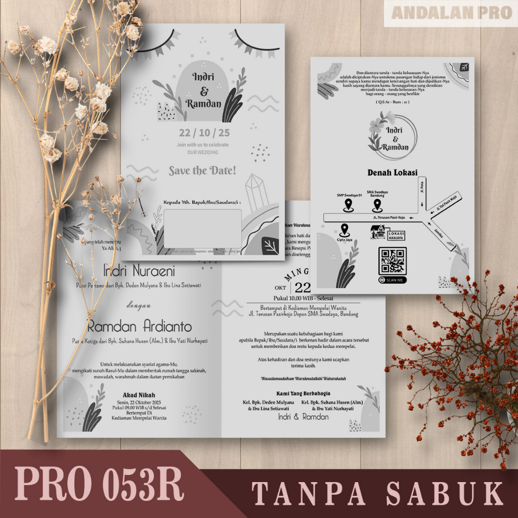 Jual PRO 053R Grayscale / Hitam Putih - Cetak Undangan Pernikahan, Kertas Jasmine - BC 150 GSM ...