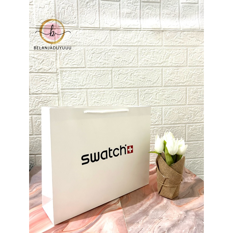Jual Paper Bag SWATCH Muat Box Jam Tangan ( Ready Stock JKT ) | Shopee ...