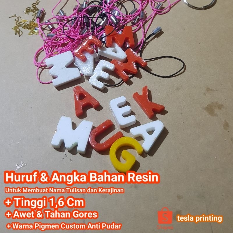 Jual Nama Huruf Alfabet tinggi 1,6 Cm custom Warna Bahan Resin | Shopee ...