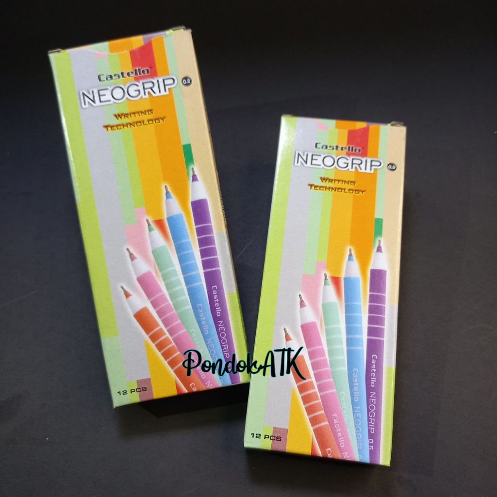 Jual 1 Lusin Pulpen Standard Castello Neogrip Warna Pastel Tinta Hitam ...