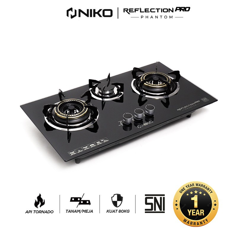 Jual Pro Phantom Kompor Gas Kaca 3 Tungku Reflection Pro Phantom ...