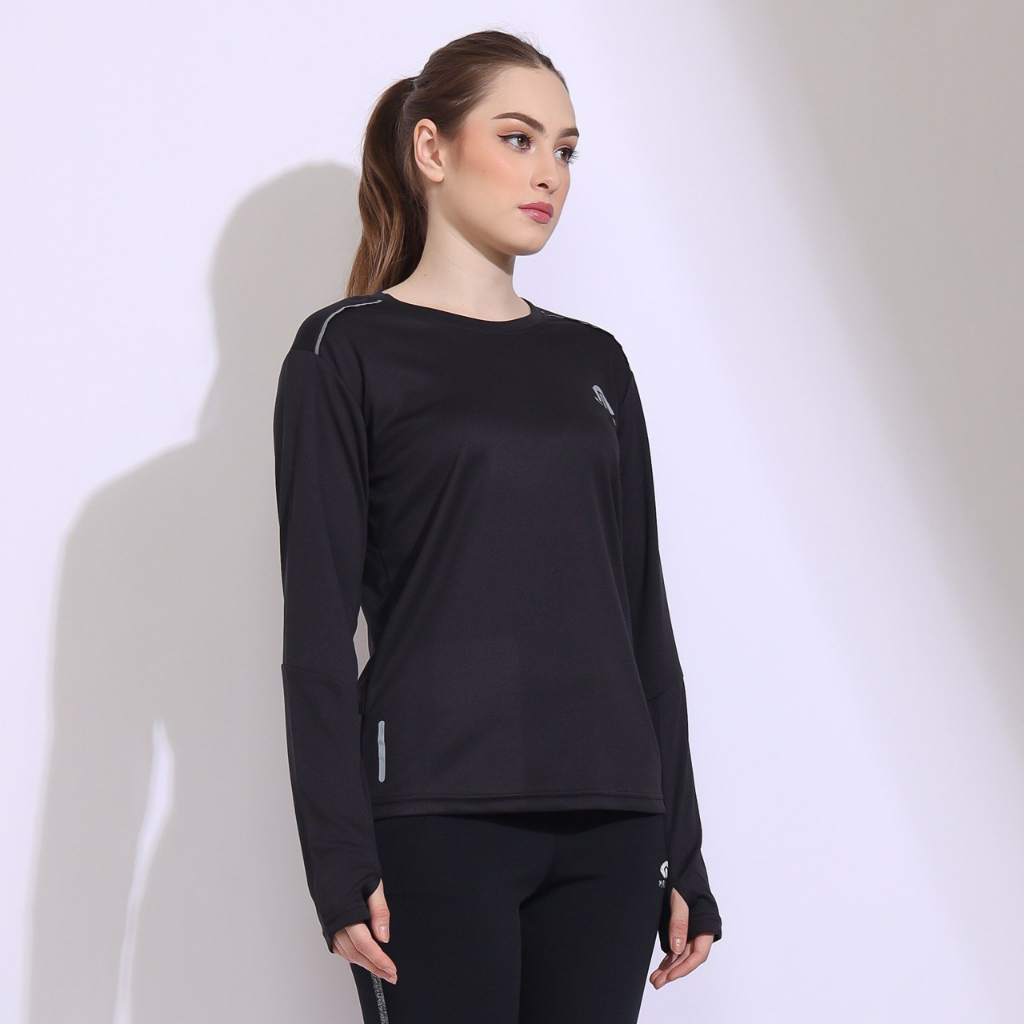 Jual MANIAK Baju Olahraga Lengan Panjang Wanita Kaos Atasan Running Lari Sporty Gym Senam Zumba ...