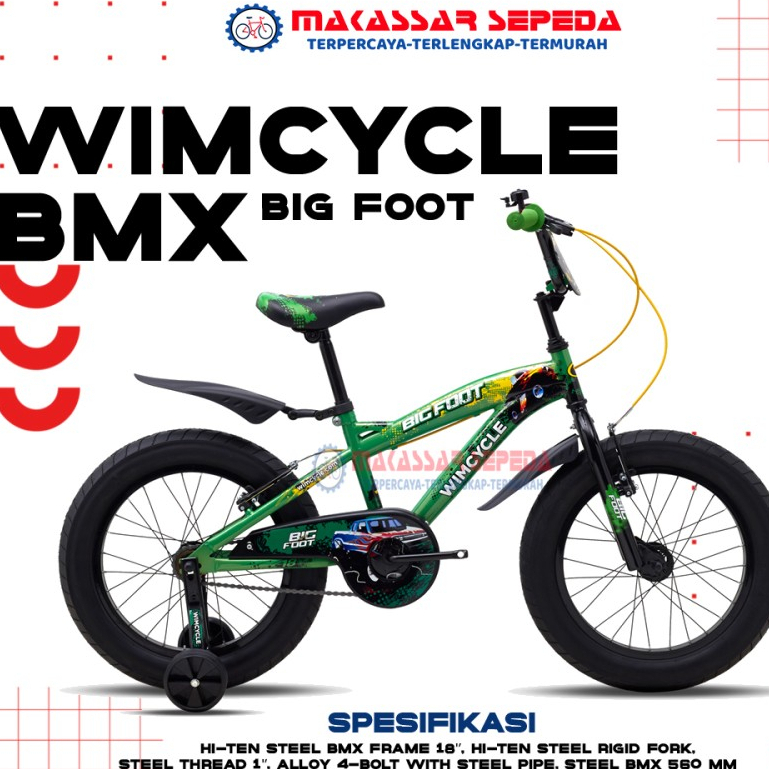Jual SEPEDA BMX ANAK WIMCYCLE BIG FOOT 18 INCH BAN JUMBO | Shopee Indonesia