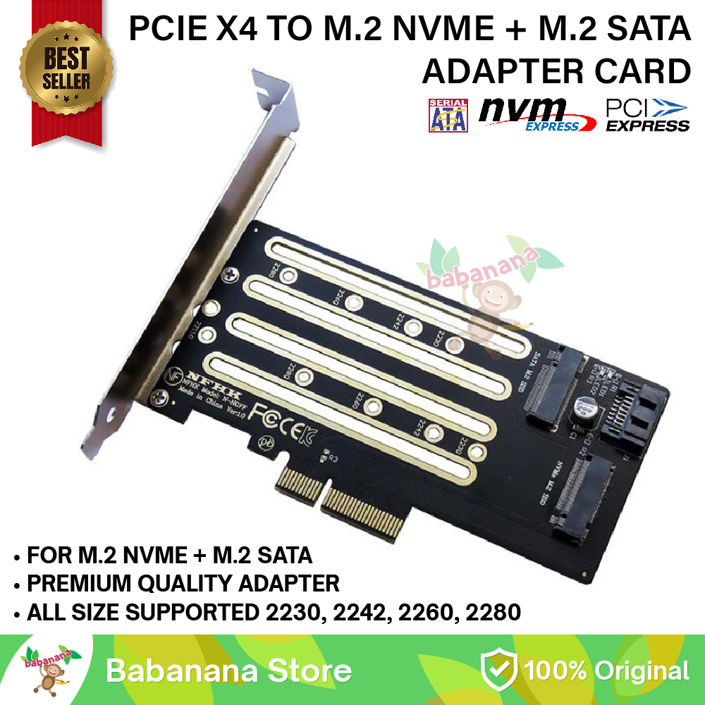 Jual PCIE X4 to nvme m.2 sata m key b key adapter ssd converter bracket ...