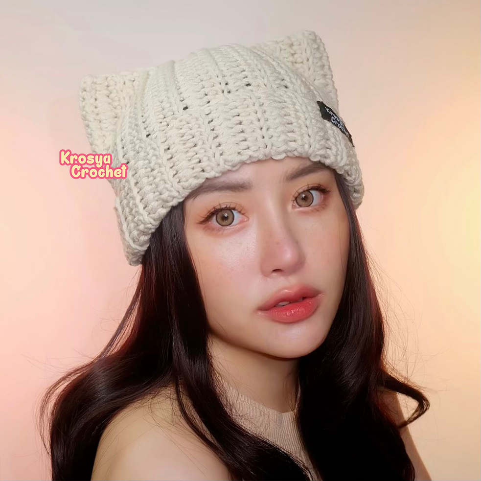 Jual Cat Beanie Topi Rajut Kuping Kucing Pin Krosya Crochet Kupluk ...