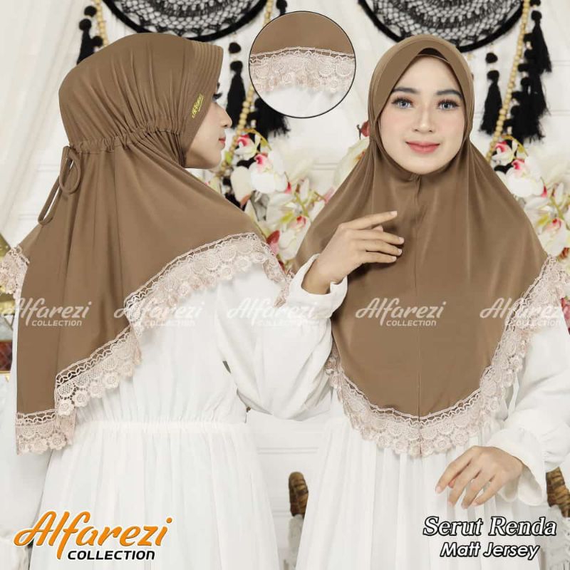Jual jilbab renda serut series bahan Jersey simple/Jilbab serut jersey ...