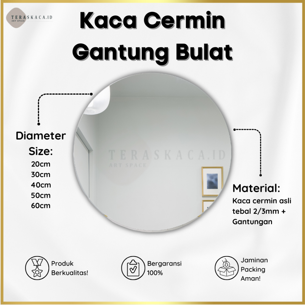 Jual Cermin Bulat diameter 20cm & 30cm & 40cm Cermin Wastafle Cermin ...