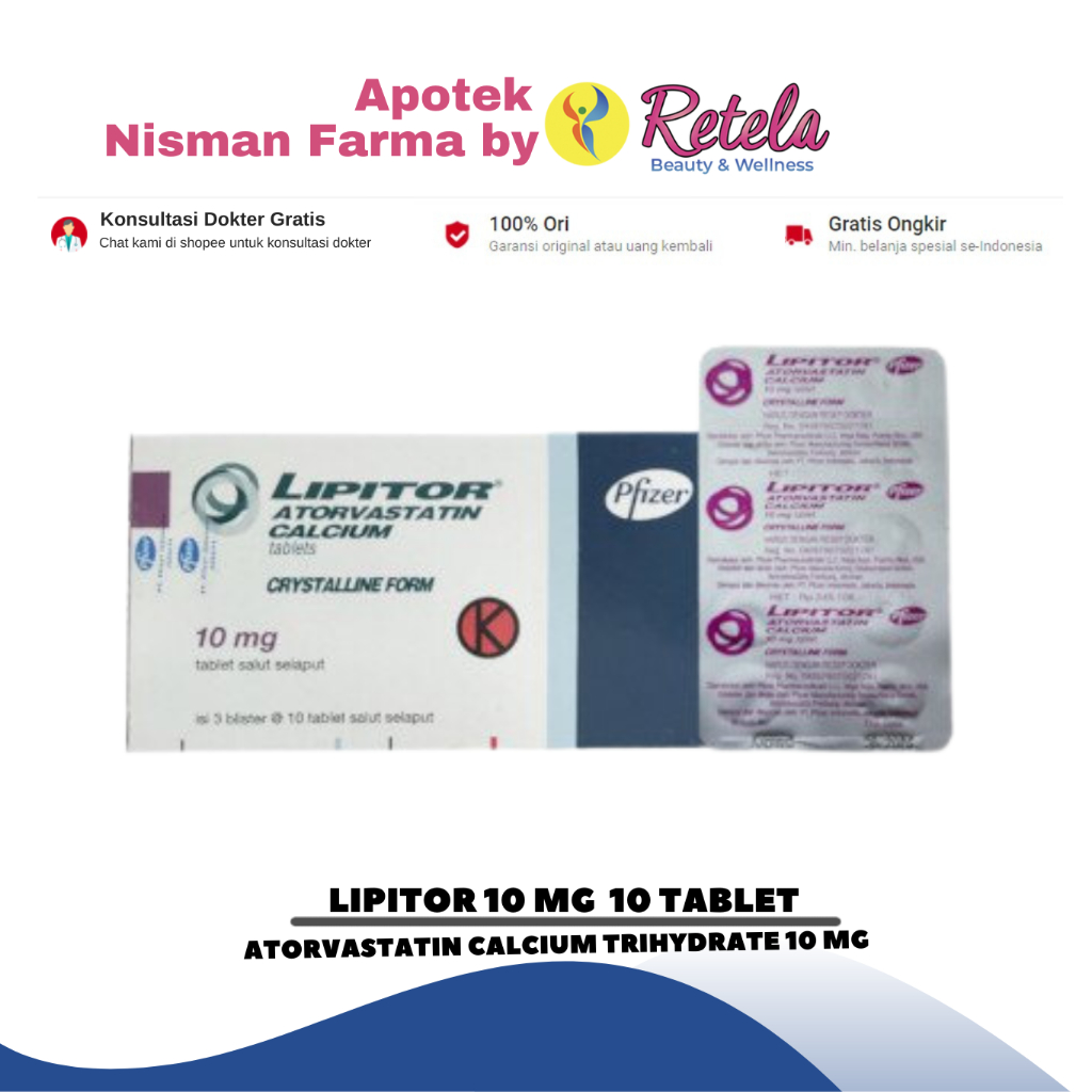 Jual LIPITOR 10MG 1 STRIP 10 TABLET | Shopee Indonesia