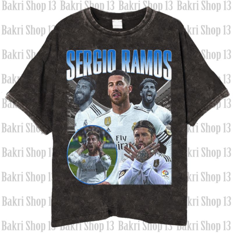 Jual Spanyol Sergio RAMOS T-shirt/Kaos Bola Vintage Wash Sergio Ramos ...