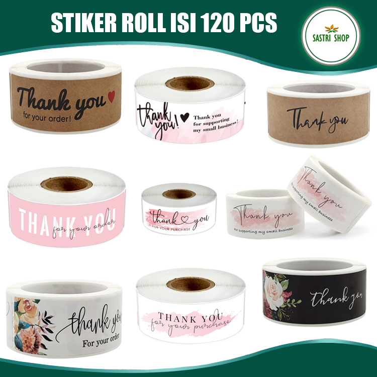 Jual 1 Roll Isi 120 Pcs Stiker Thank You Panjang - Stiker Label Kemasan ...