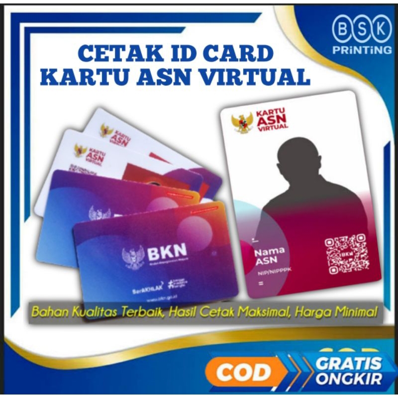 Jual Cetak Kartu Pvc Asn Virtual // Kartu Asn Satuan // Pvc Id Card ...