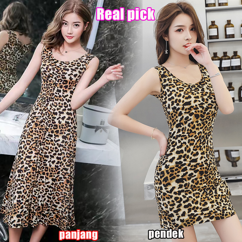 Jual Fashion COD Dres Wanita Korea Style Pakaian Wanita Macan Tutul ...