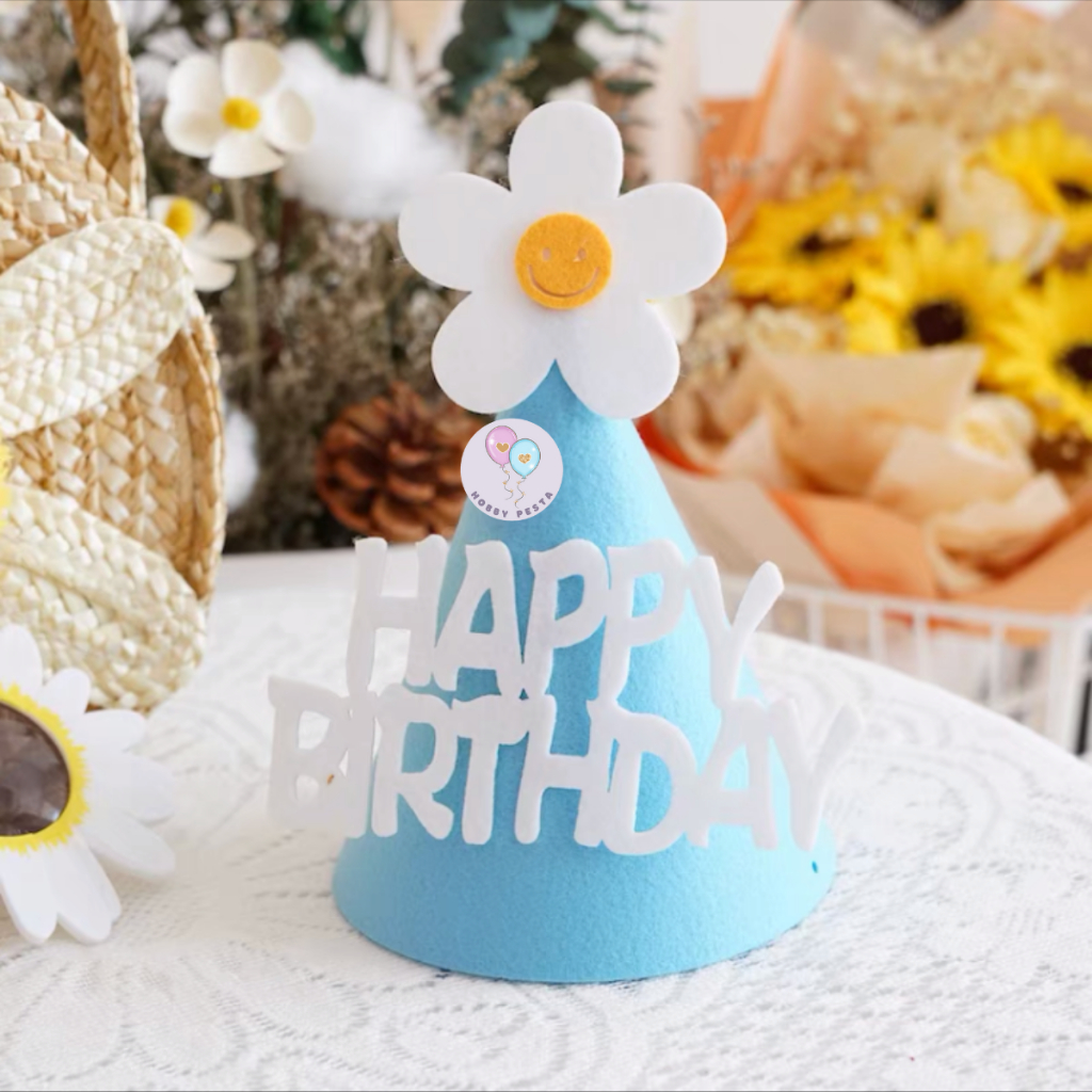 Jual TOPI ULANG TAHUN KERUCUT HBD BAHAN KAIN FLANEL / TOPI ULTAH / TOPI ...