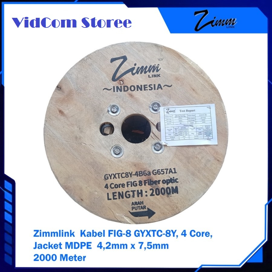 Jual Kabel Dropcore Fiber Optic Zimmlink 4 Core FIG 8 Single Mode 2000 ...