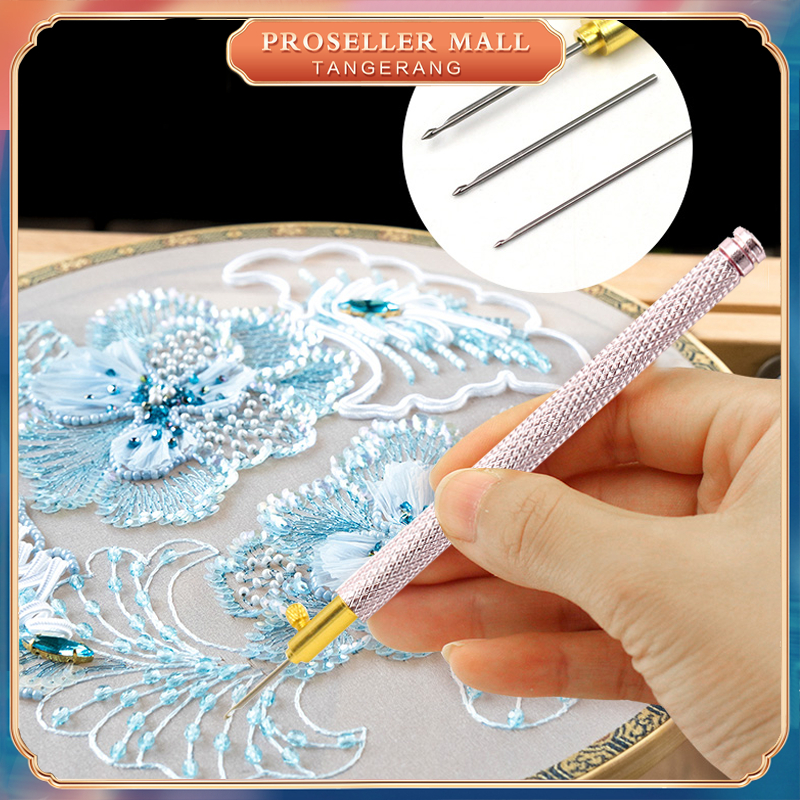 Jual Tambour Payet India Jarum Payet Mote Alat Payet Tambour Embroidery ...