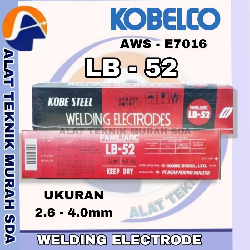Jual KAWAT LAS LB52 LB-52 AWS-7016 FAMILIARC KOBELCO 2.6 - 3.2 MM 1KG | Shopee Indonesia