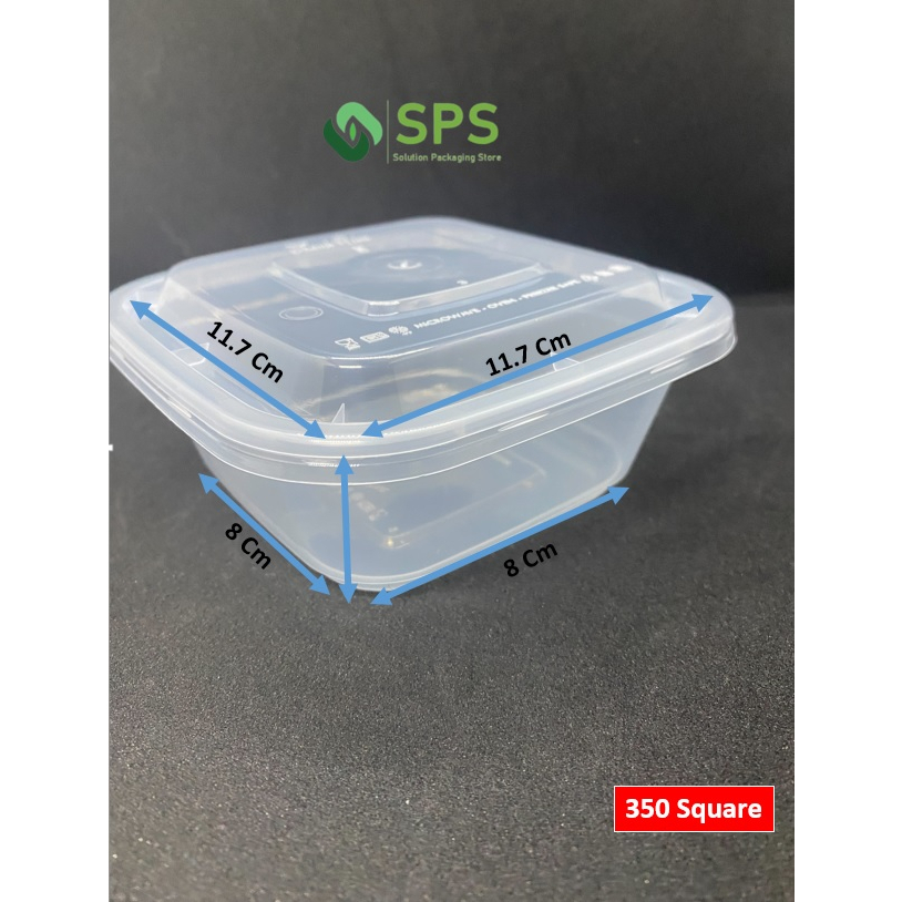 Jual Thinwall 350ml Square food container box kotak makan plastik isi ...