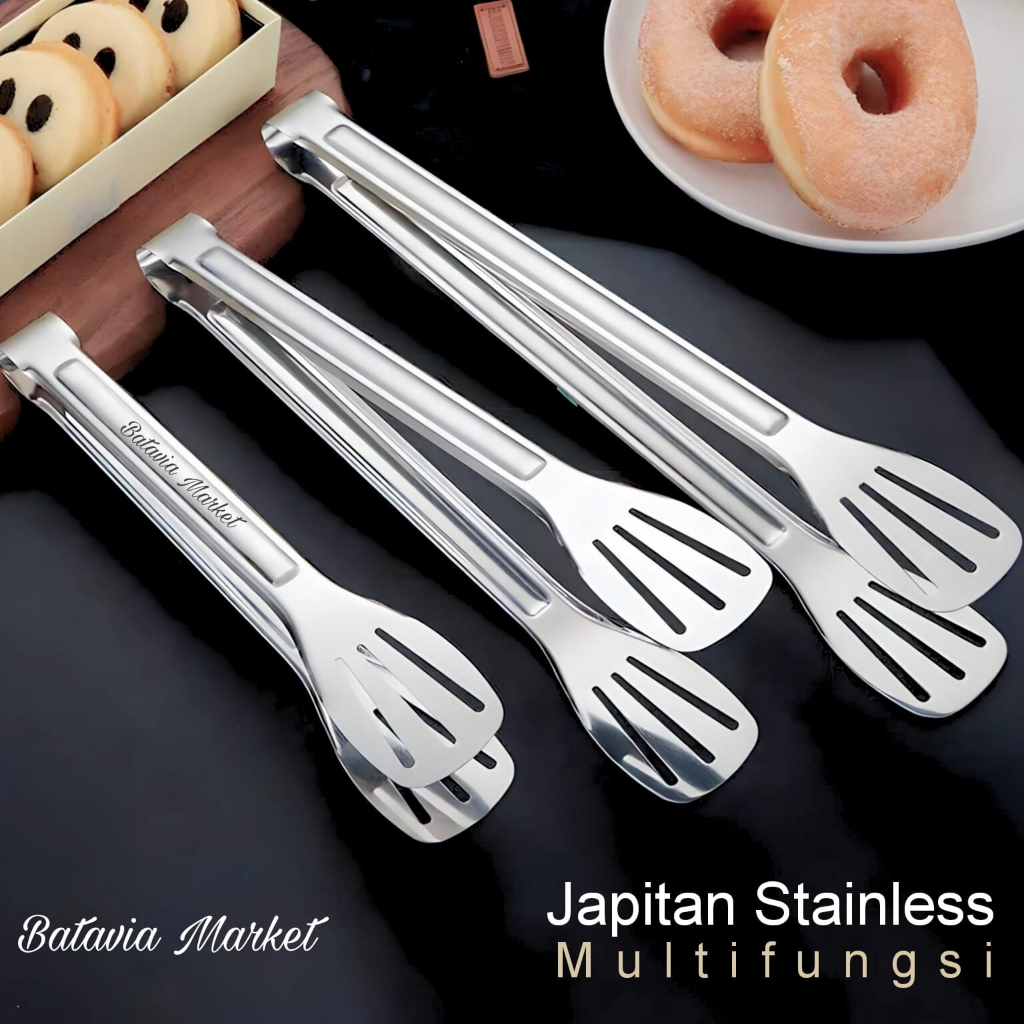 Jual Capitan Gorengan Roti Kue Mie / Penjepit Makanan Stainless ...