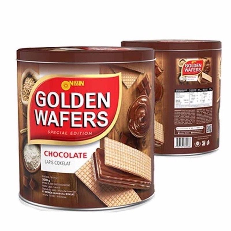 Jual NISSIN GOLDEN WAFERS COKLAT KALENG kue lebaran murah | Shopee ...