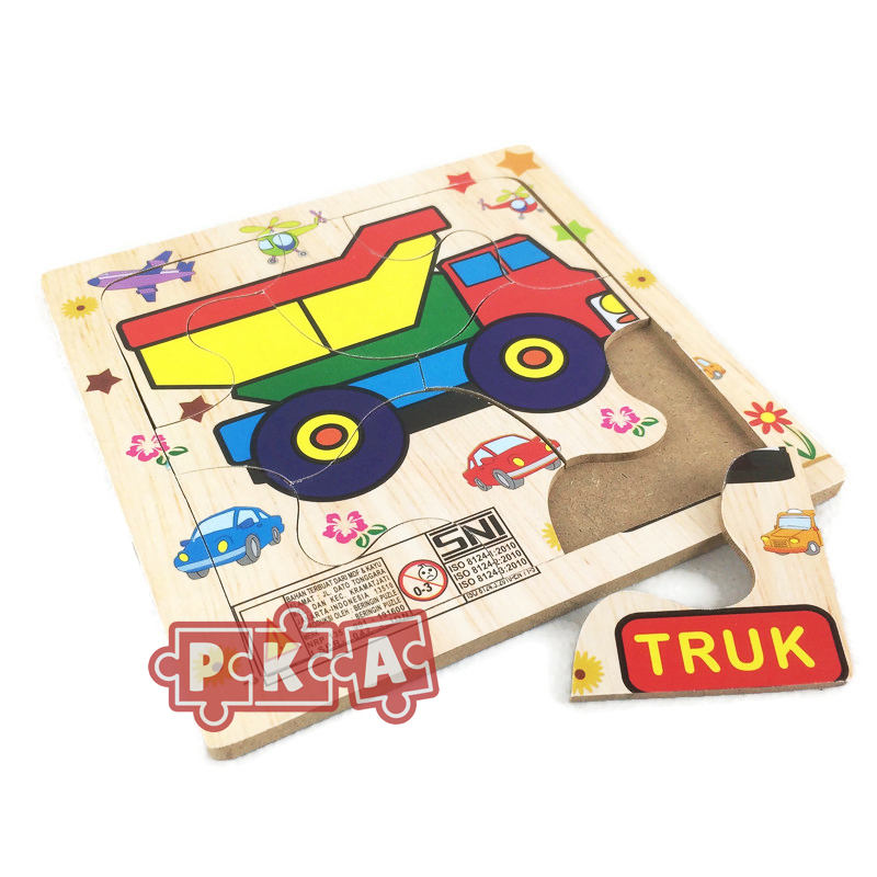 Jual Puzzle Kayu Truk Dump Truck Mainan Edukasi Anak Pazel Kendaraan ...