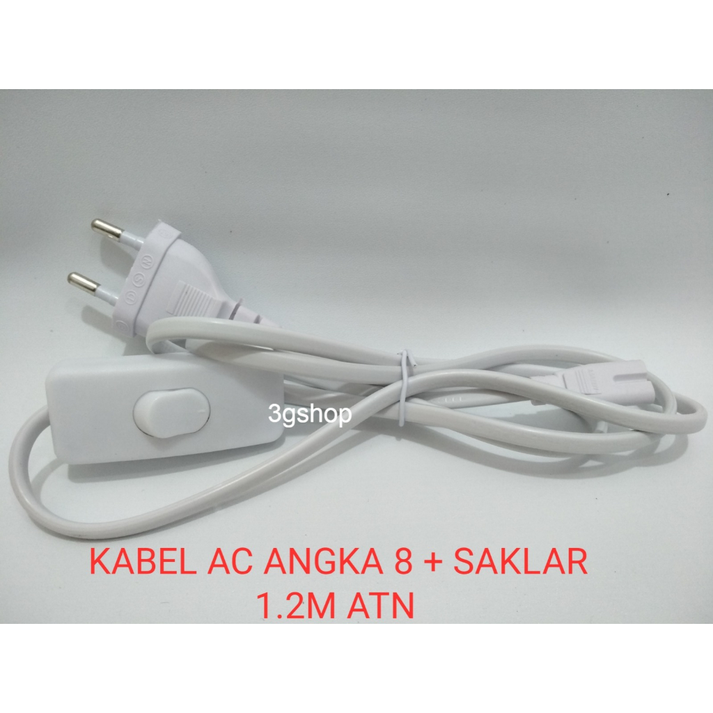 Jual KABEL AC ANGKA 8 + SAKLAR 1.2M ATN | Shopee Indonesia