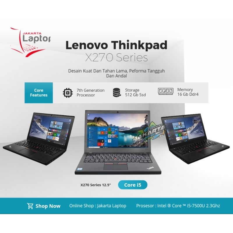 Jual LAPTOP LENOVO THINKPAD X270 | CORE I5 | GENENERASI 7 | RAM 16GB | SSD 1000 GB | SUPER MULUS ...