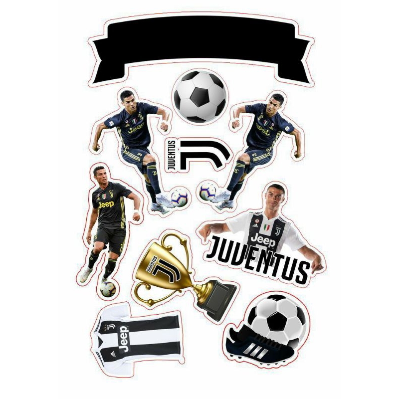 Jual Topper Cake FREE NAMA tema Juventus / Cristian Ronaldo | Shopee ...