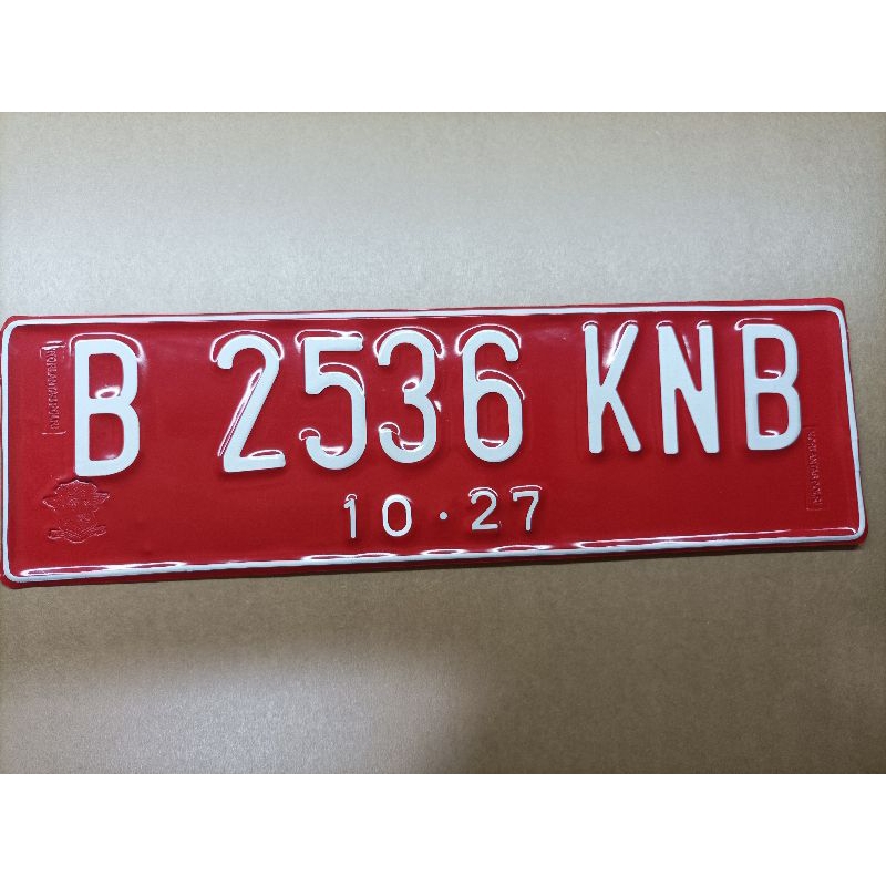 Jual Plat Mobil Warna Merah dengan Logo Samsat dan Huruf Standar (untuk ...