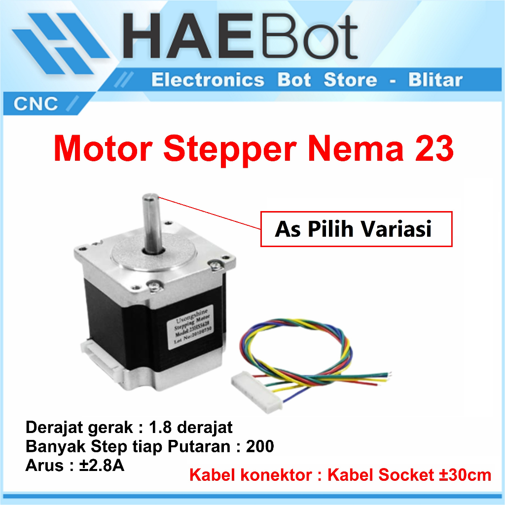 Jual [HAEBOT] Motor Stepper Nema 23 23HS5628 1.26Nm 57 54mm 6.35 8mm 2.8A CNC 3D Printer Router ...