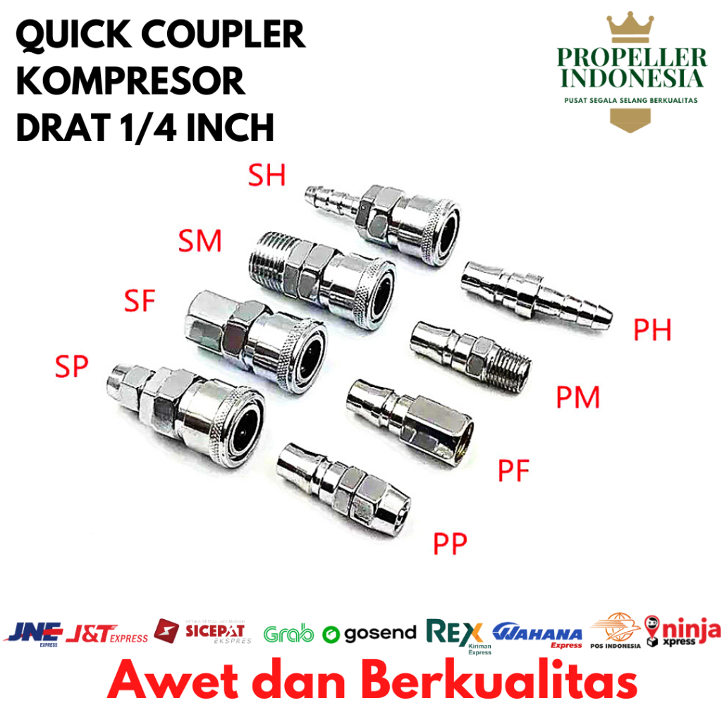 Jual Quick Coupler Connector Angin Neple Kompresor Universal Drat 1/4 ...