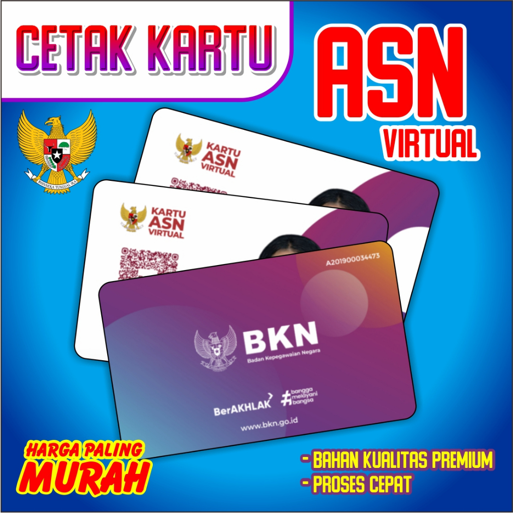 Jual Kartu ASN Virtual / SEHARI JADI / KARTU ASN BAHAN PVC PREMIUM ...