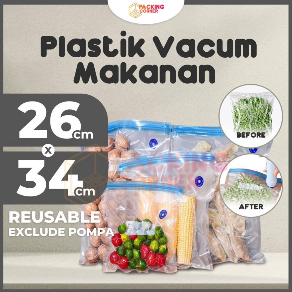 Jual Plastic Vacum Ziplock Nilon Food Grade Reusable Freshpackpro 26 x ...