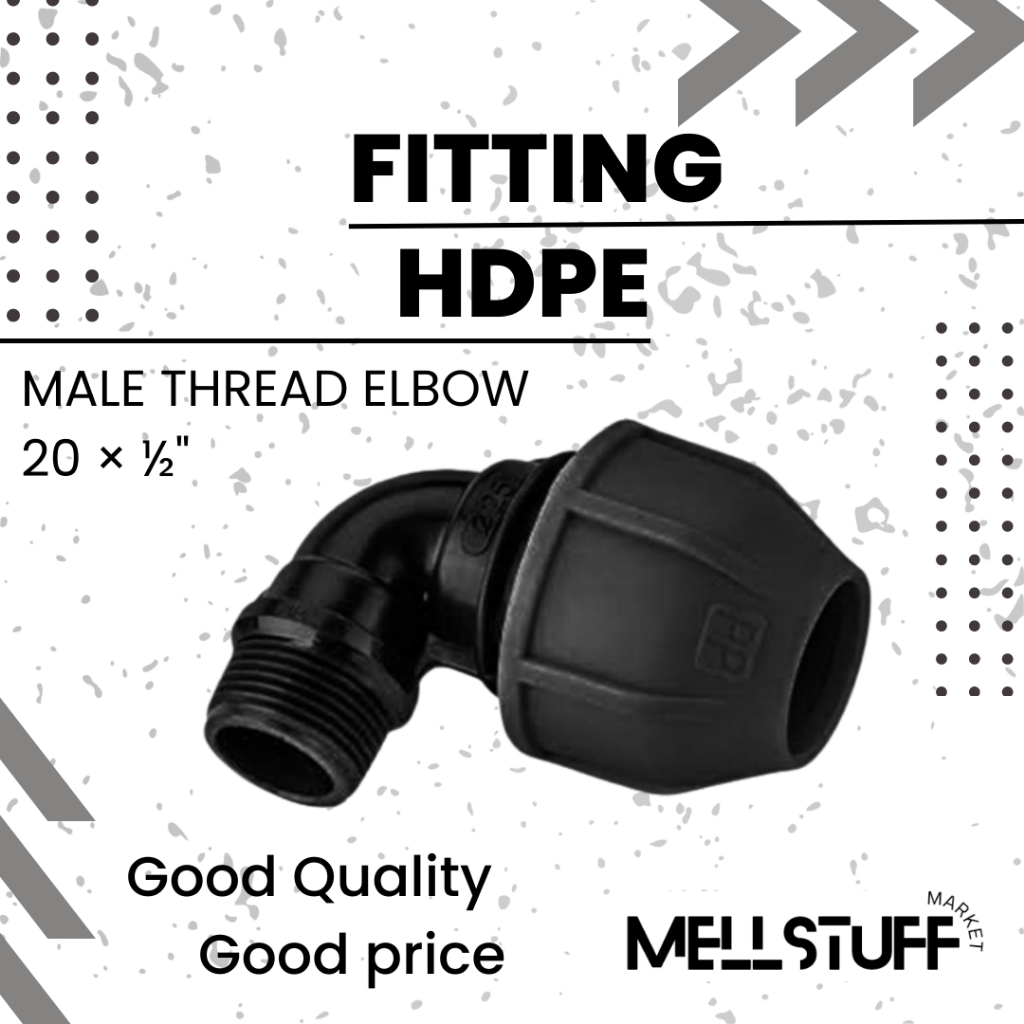 Jual Fitting HDPE Male Thread Elbow Ukuran 20 MM × 1/2" Inch Sambungan ...