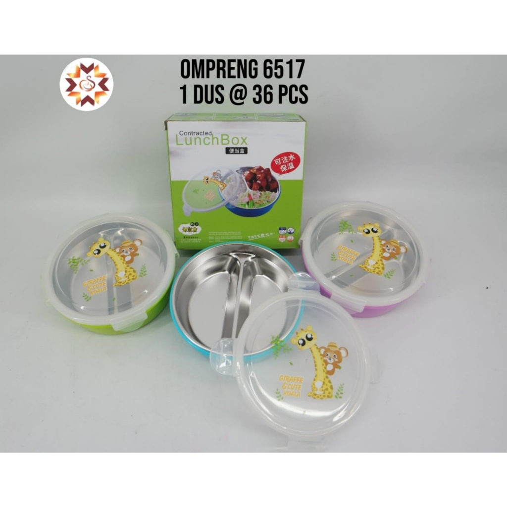 Jual Kotak Makan Lunch Box/ Ompreng Bulat Kecil Karakter 3 Sekat/ Kotak ...