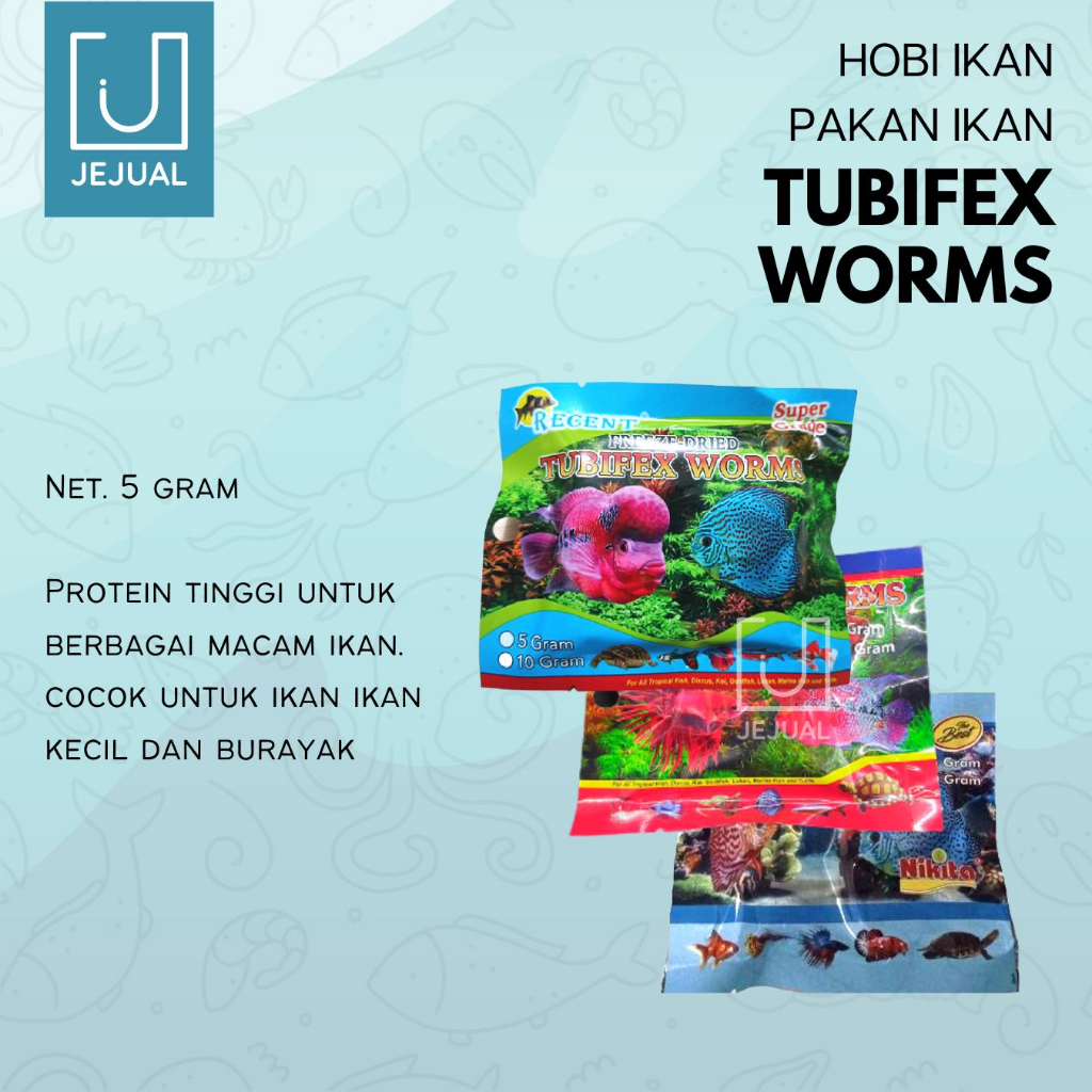 Jual TUBIFEX WORM 5 Gram Cacing/Worms Sutra Kering Pakan/Makanan/Pellet ...