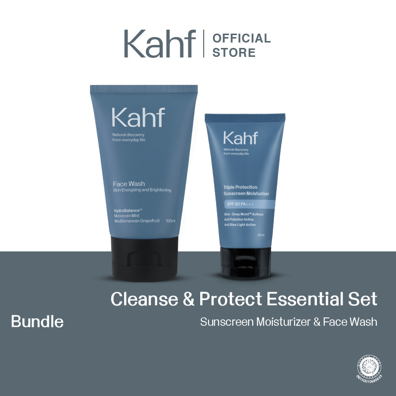 Jual Kahf Cleanse & Protect Essential Set (Face Wash & Sunscreen ...