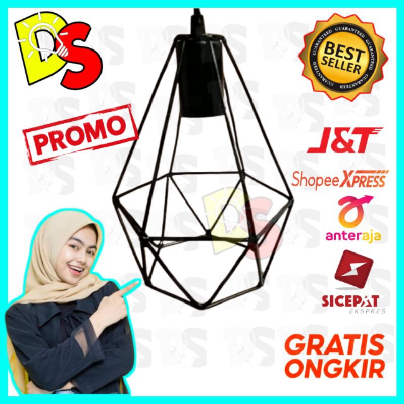 Jual KAP - CAP LAMPU GANTUNG HIAS BESI MINIMALIS VINTAGE WARNA HITAM ...