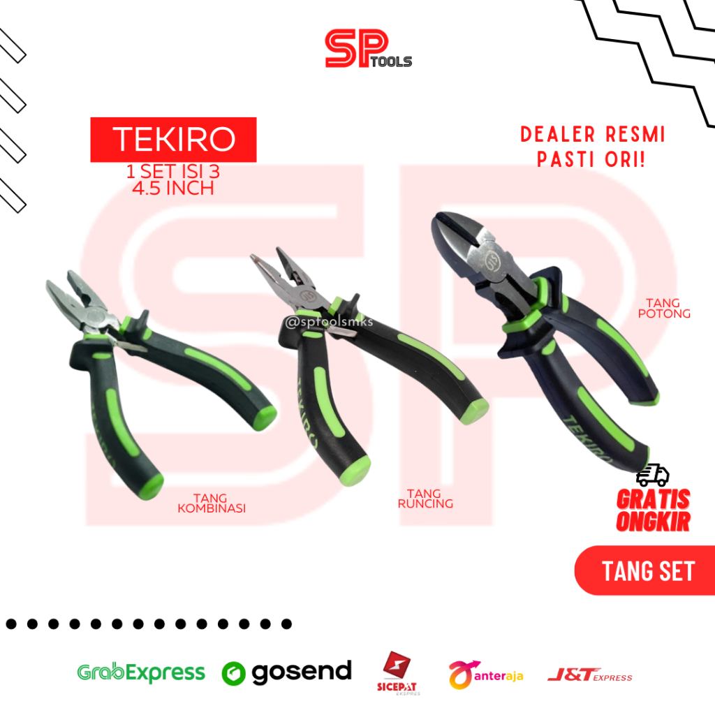 Jual TANG SET TEKIRO 3 PCS TANG KOMBINASI + TANG POTONG + TANG LANCIP ...
